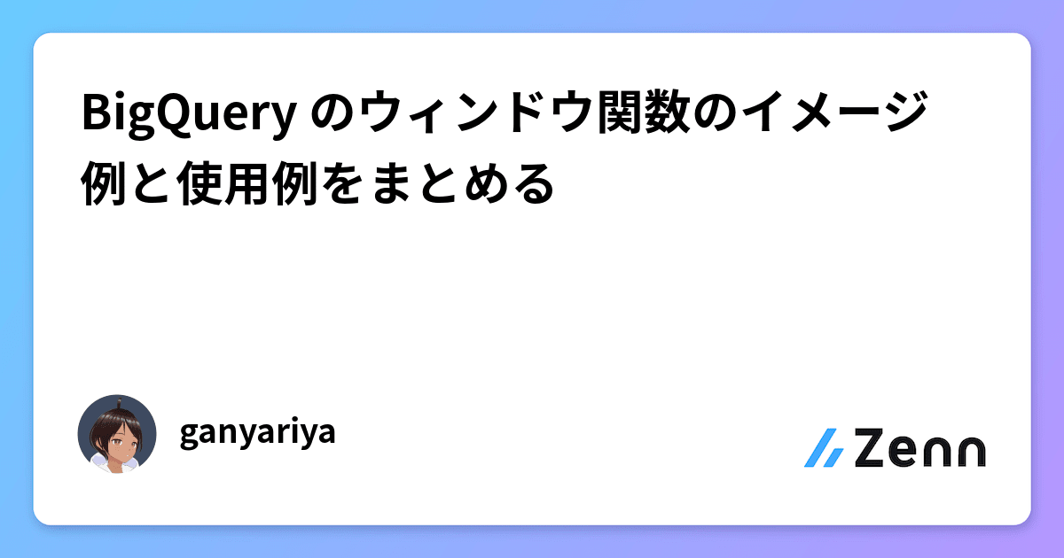 BigQuery のウィンドウ関数のイメージ例と使用例をまとめる