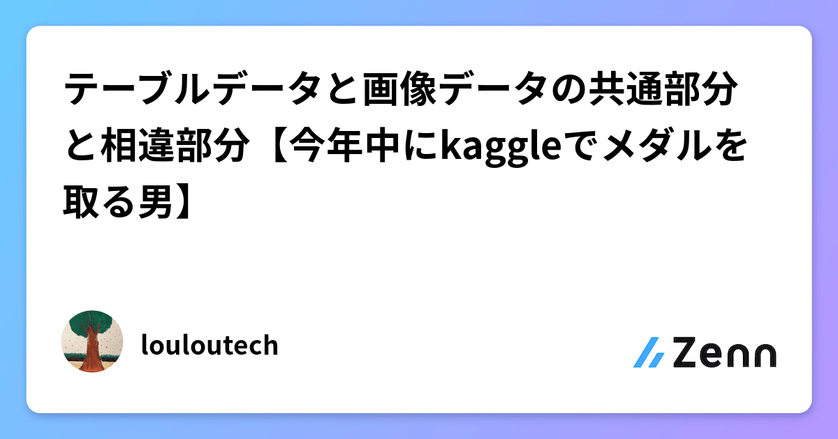 テーブルデータと画像データの共通部分と相違部分【今年中にkaggleでメダルを取る男】