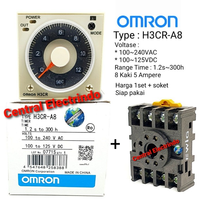 Jual TIMER OMRON H3CR- A8 220VAc + SOCKET. (Kode 004) di Seller ...