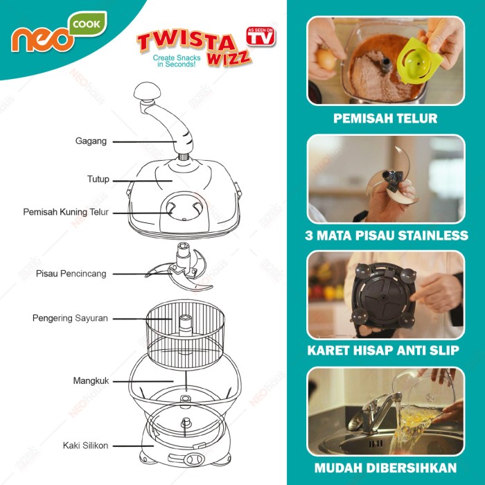 Jual Neocook Twista Wizz Chopper - Blender Bumbu - Pencacah Bawang ...