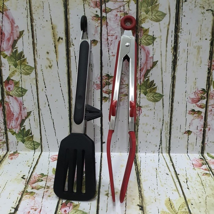 Jual Slotted Square Silicone Tongs - Capitan Makanan 22cm - 9inch ...