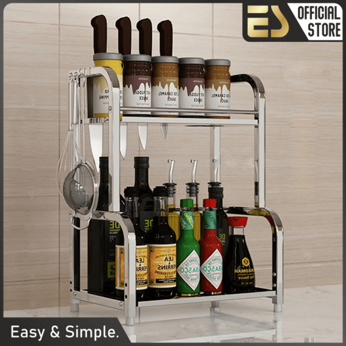 Jual ES Rak Bumbu Dapur Rak Dapur Rak Stainless Steel Rak Serbaguna - 2 ...