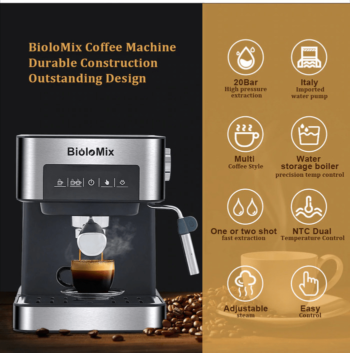 Jual Biolomix Mesin Kopi Otomatis 20 Bar Espresso Machine Coffee Maker ...