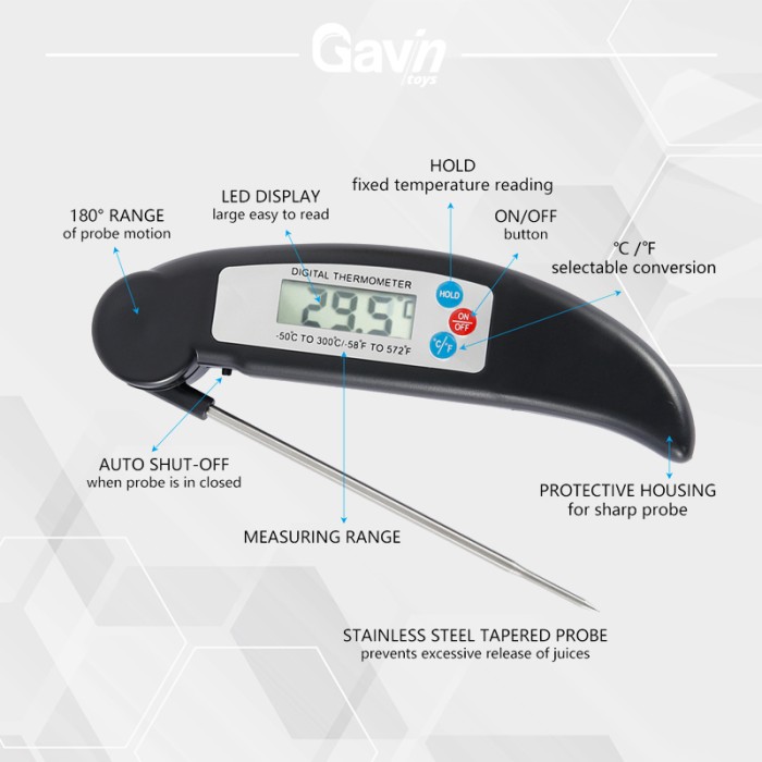 Jual Thermometer Minyak Termometer Masak Digital Steak Makanan Daging ...