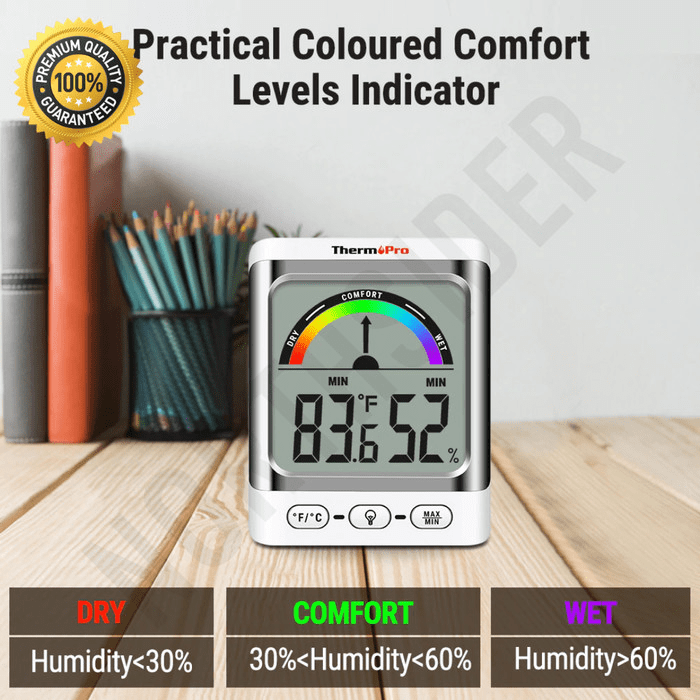 Jual THERMOMETER HYGROMETER HUMIDITY | TERMOMETER SUHU RUANG THERMOPRO ...