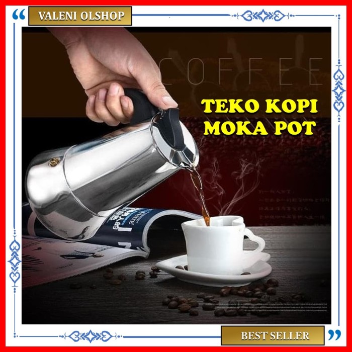 Jual Teko Kopi Moka Pot Stainless Pembuat Kopi Ciri Khas Italy 300ml ...