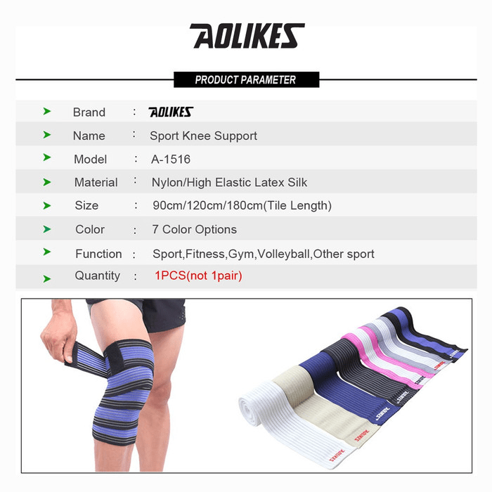 Jual Aolikes 1516 Knee Pad Brace Bandage 120cm - Pelindung lutut Deker ...