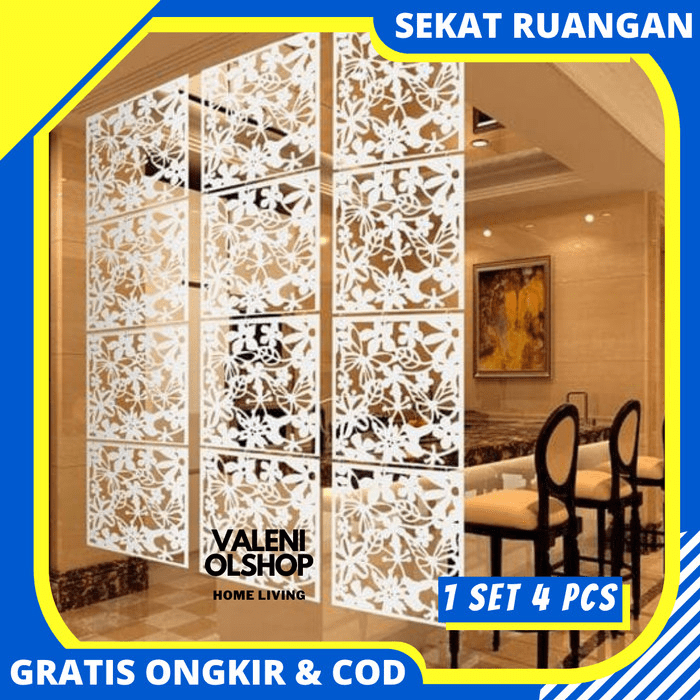 Jual Dekorasi Penyekat Ruangan Partisi Pembatas Ruang Tamu Sekat 3D Vintage - Hitam (Kode 008 ...