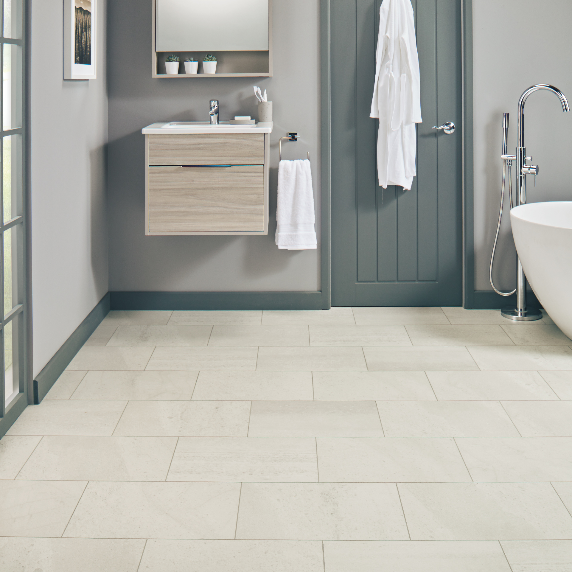 Karndean - Knight Tile Gluedown - Honed Oyster Slate from Znet Flooring