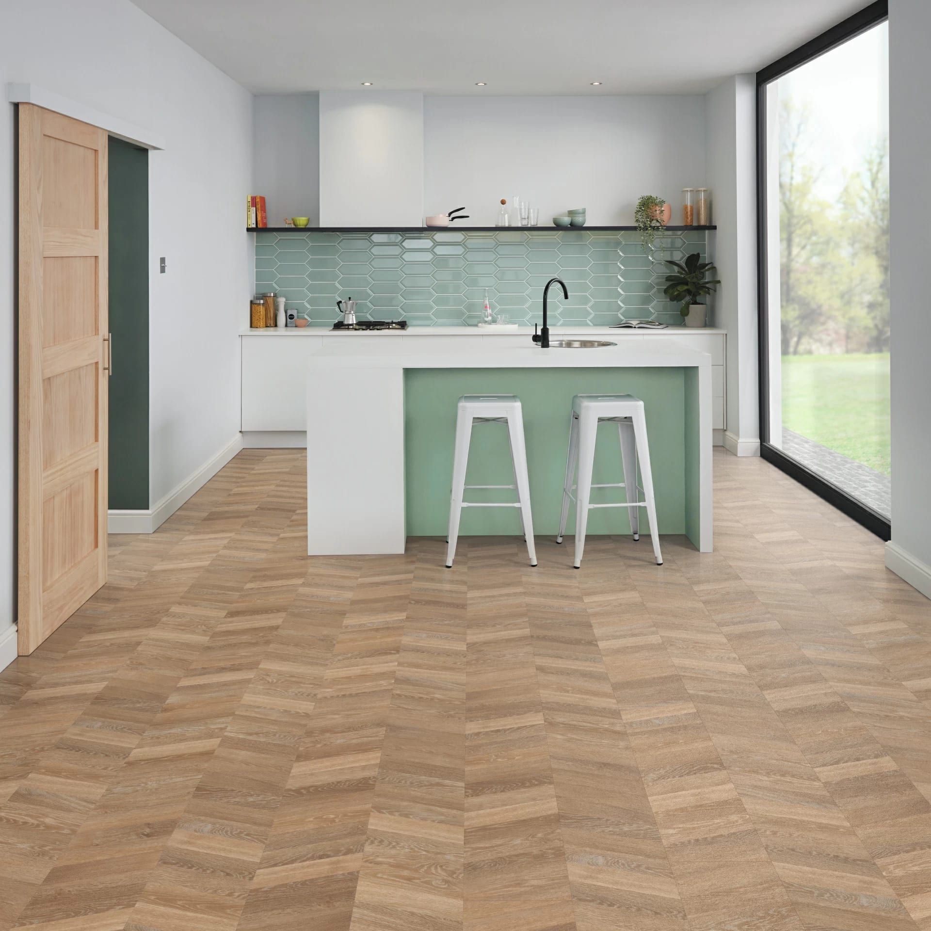 Karndean - Knight Tile Rigid Core 9 x 48 - Pale Limed Oak (Chevron ...
