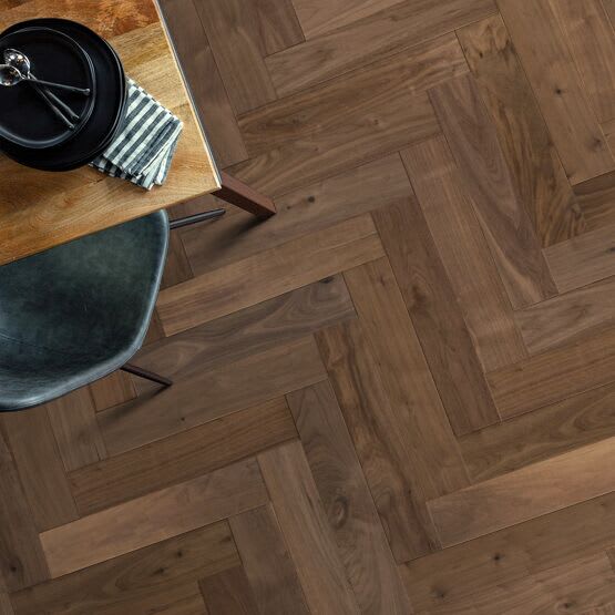 walnut herringbone flooring
