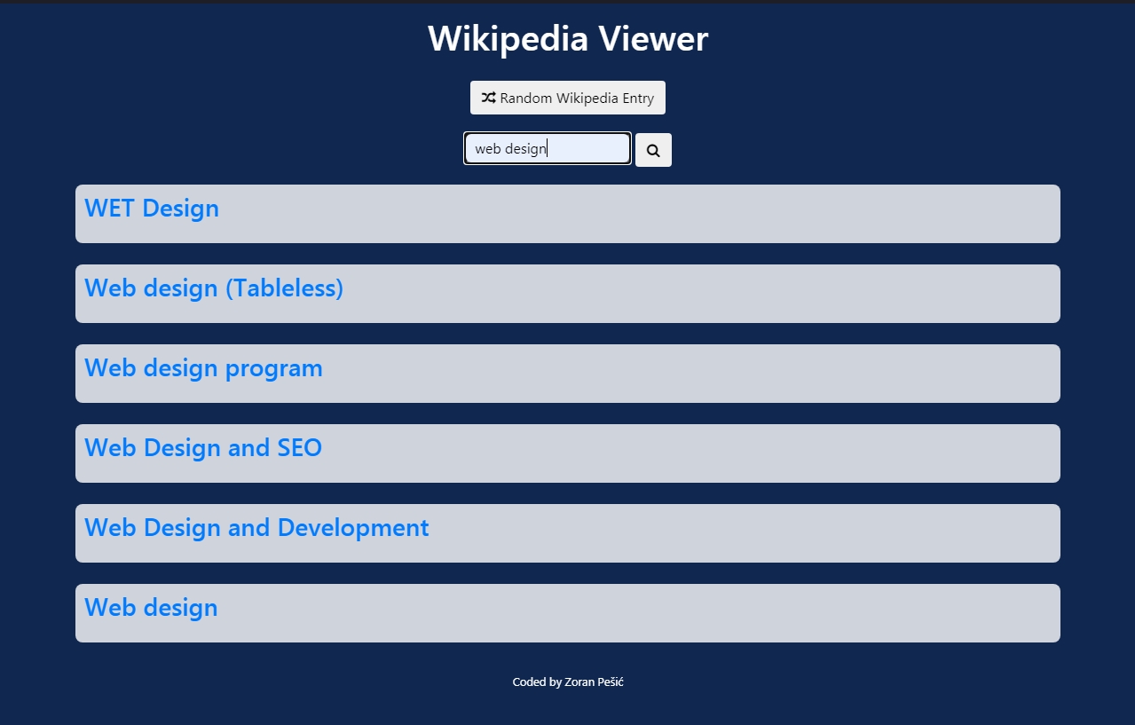 CodePen - Wikipedia Viewer